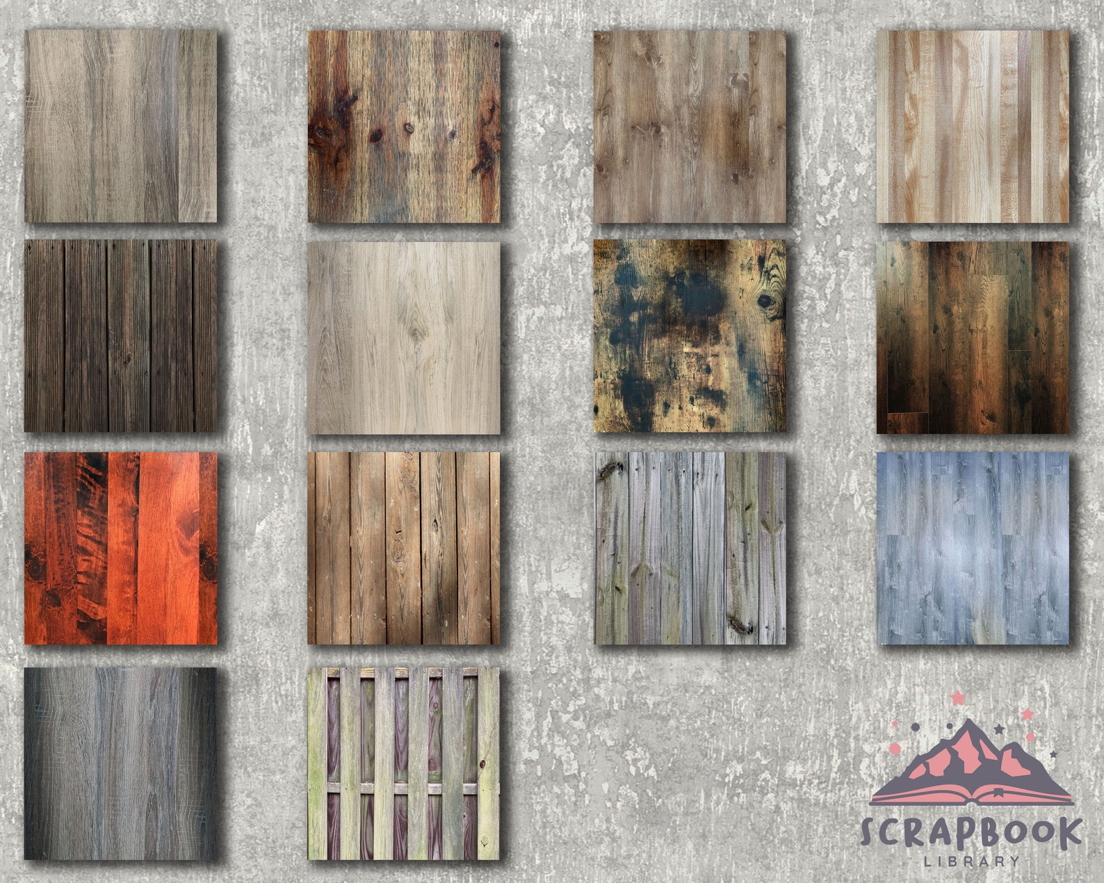 Wood Textures Digital Paper, Rustic Wood Paper, Printable Scrapbook ...