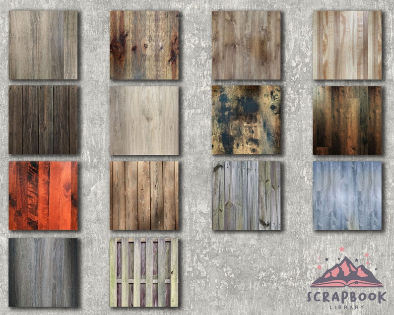 Wood Textures Digital Paper, Rustic Wood Paper, Printable Scrapbook ...
