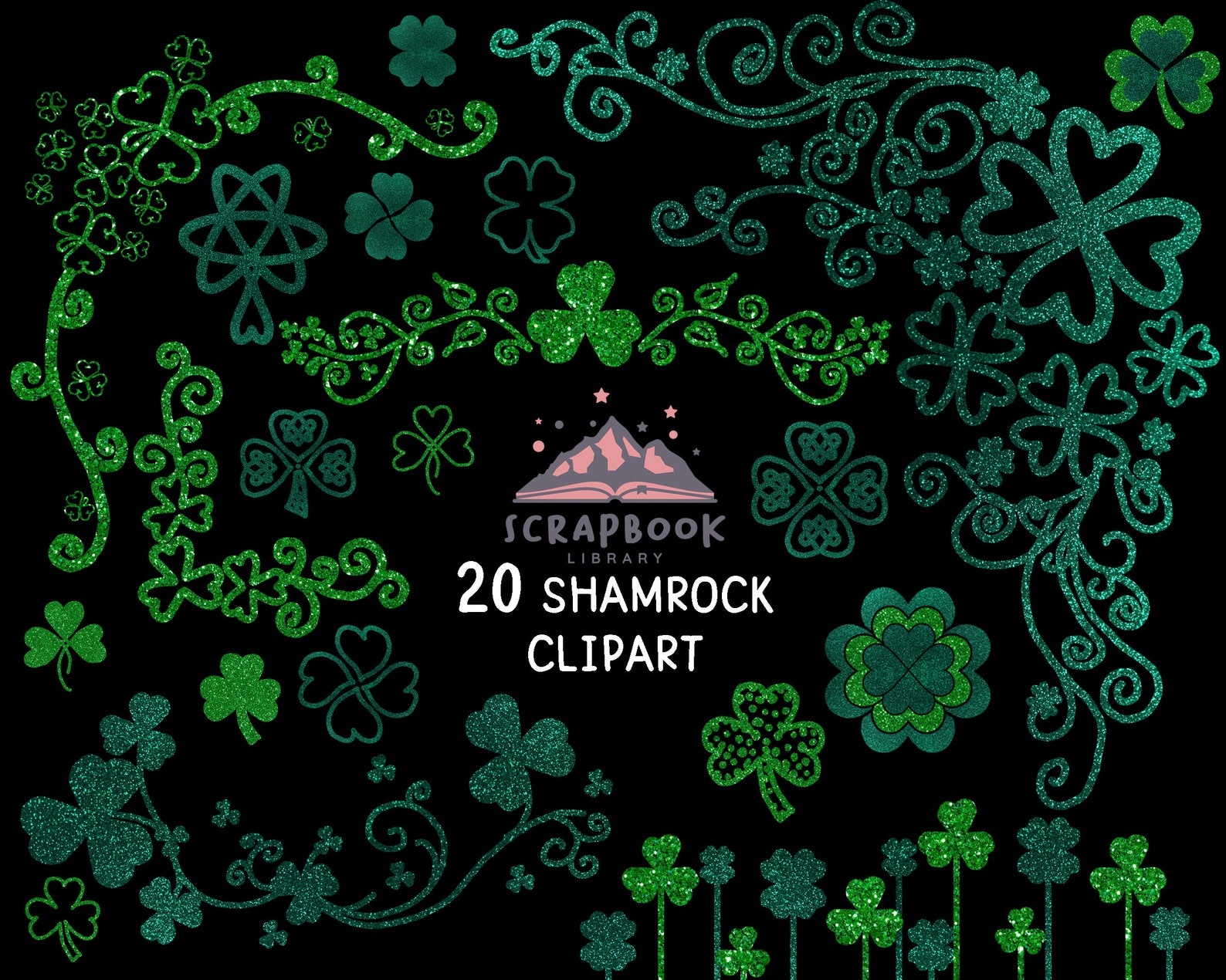 St Patricks Day Digital Clipart,green,shamrocks, Clovers,lucky, Irish ...