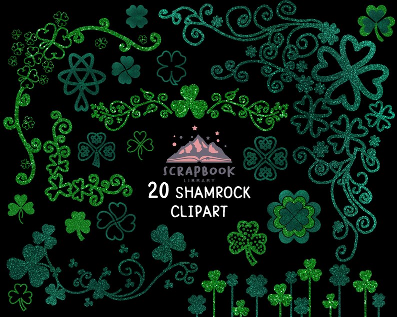 St Patricks Day Digital Clipart,green,shamrocks, Clovers,lucky, Irish ...