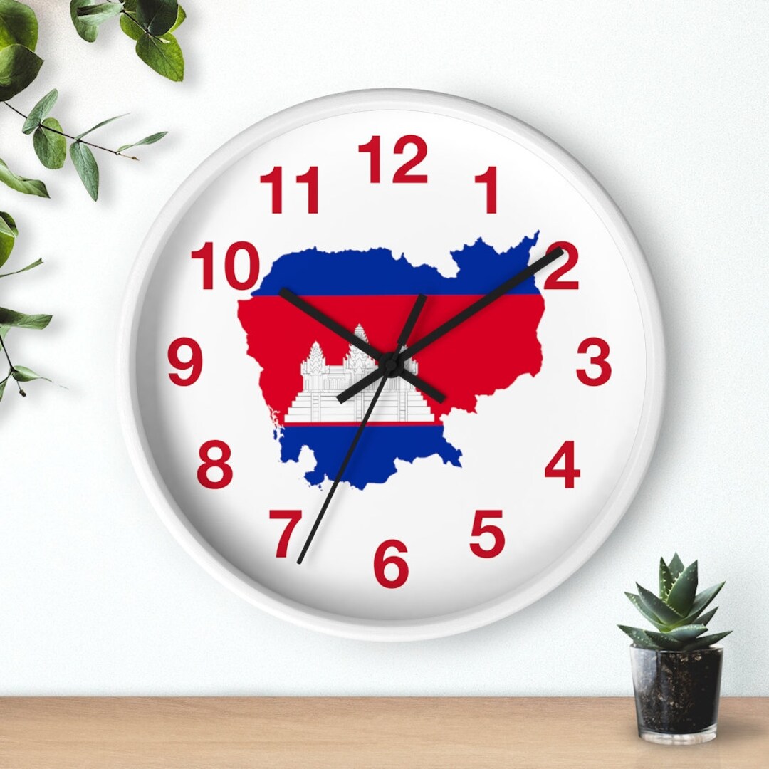 Cambodia Flag Map Wall Clock - Etsy