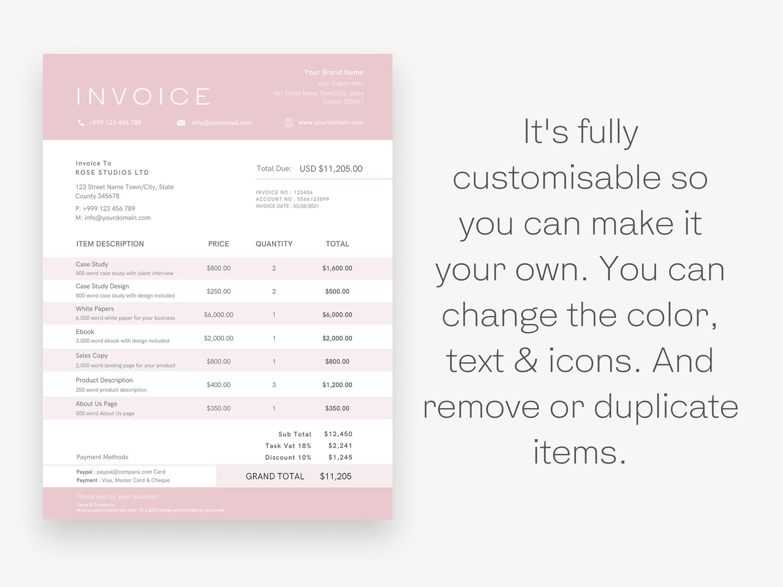 Canva Invoice Template | Invoice Design | Photography Invoice | Blank ...