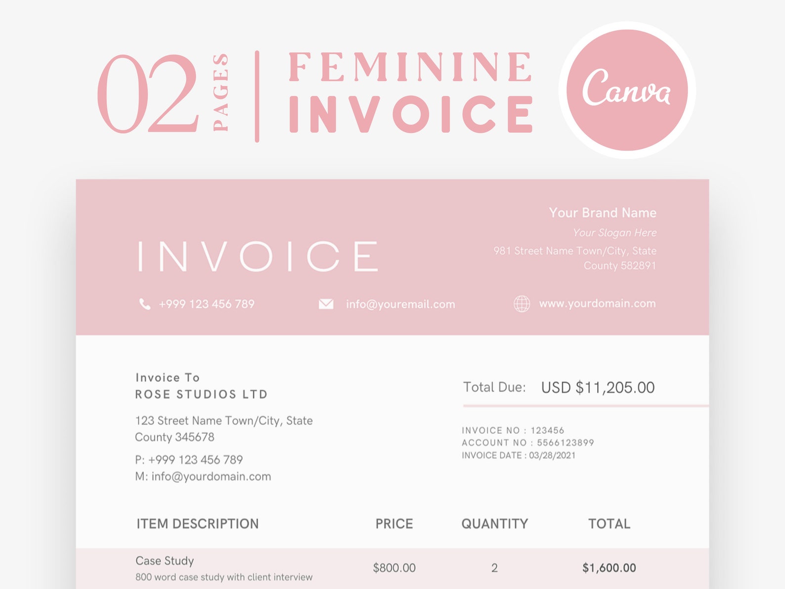 Canva Invoice Template | Invoice Design | Photography Invoice | Blank ...
