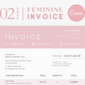 Canva Invoice Template | Invoice Design | Photography Invoice | Blank ...