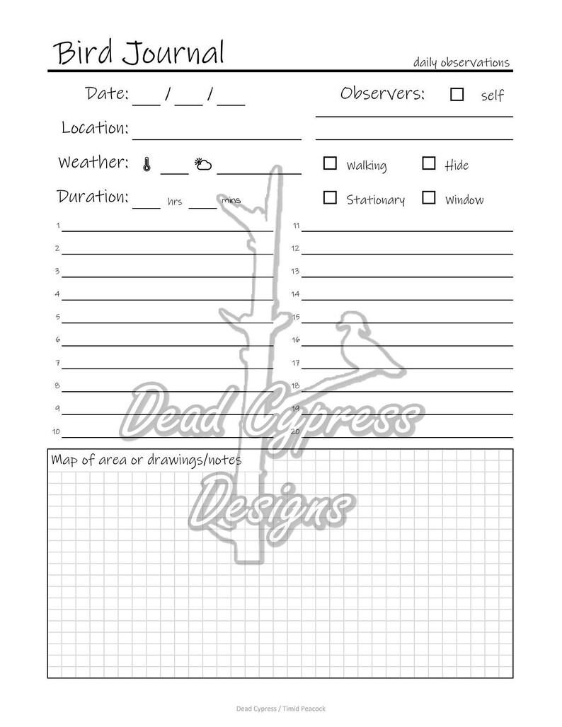 Bird Journal, Printable PDF, Bird Logbook, Bird Watching, Bird Lovers ...