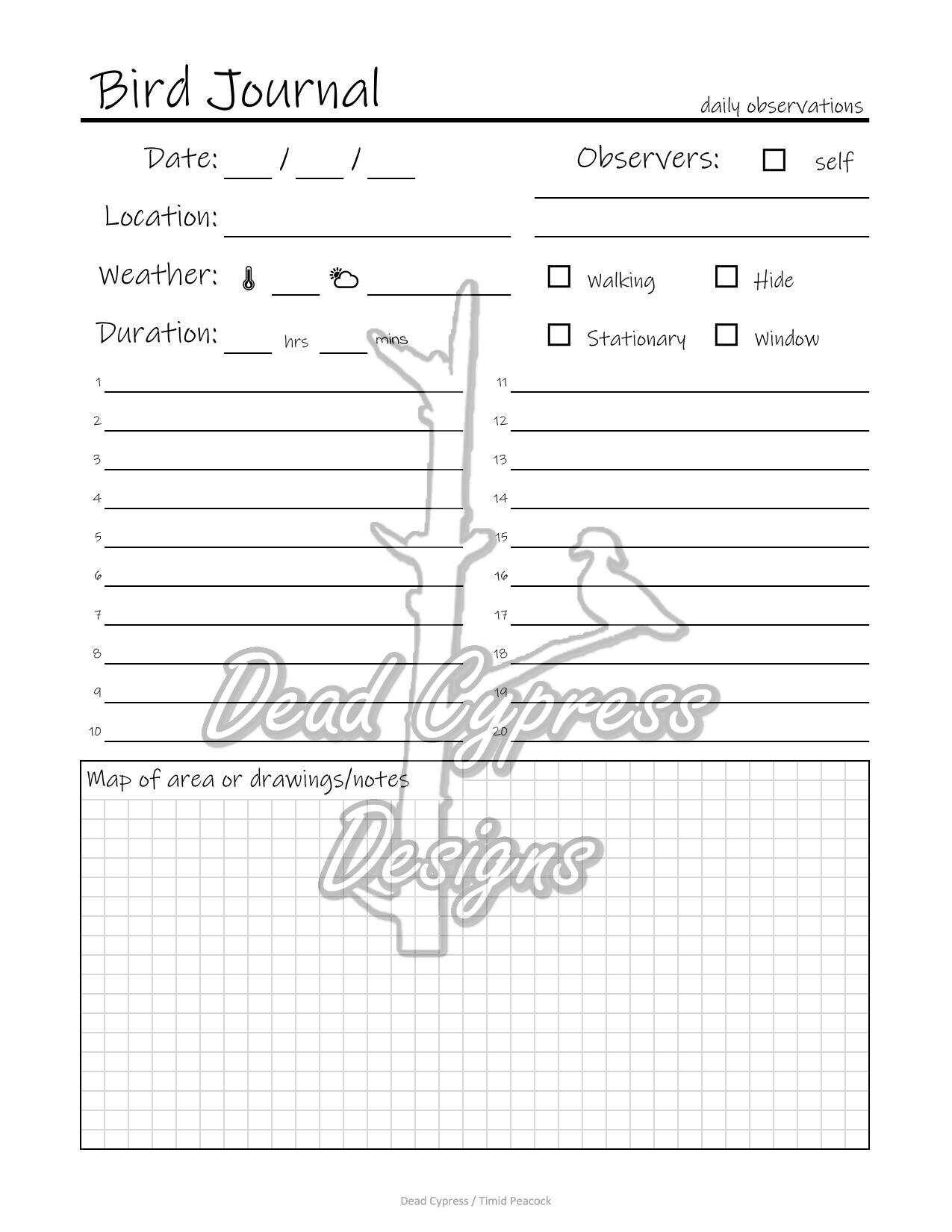 Bird Journal, Printable PDF, Bird Logbook, Bird Watching, Bird Lovers ...