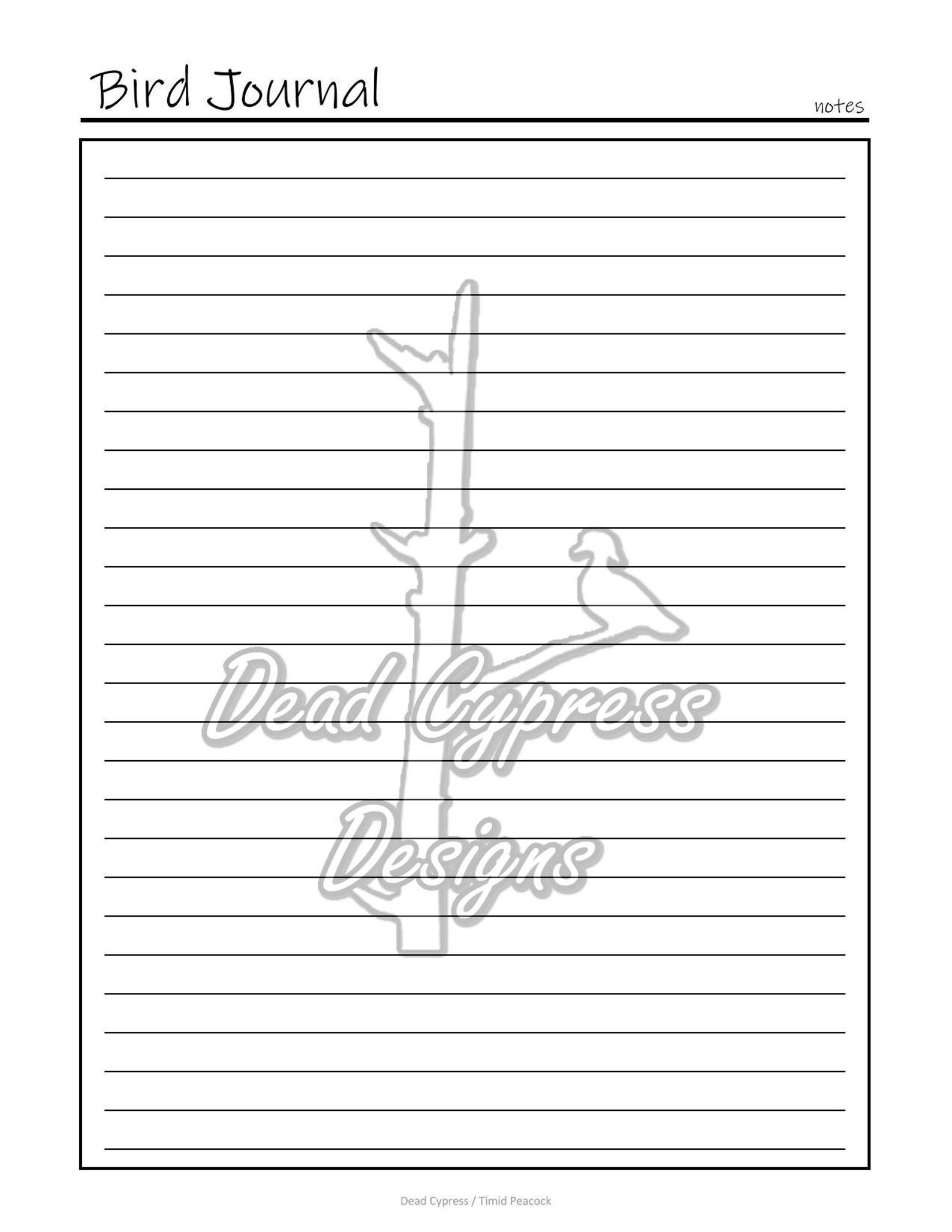 Bird Journal, Printable PDF, Bird Logbook, Bird Watching, Bird Lovers ...