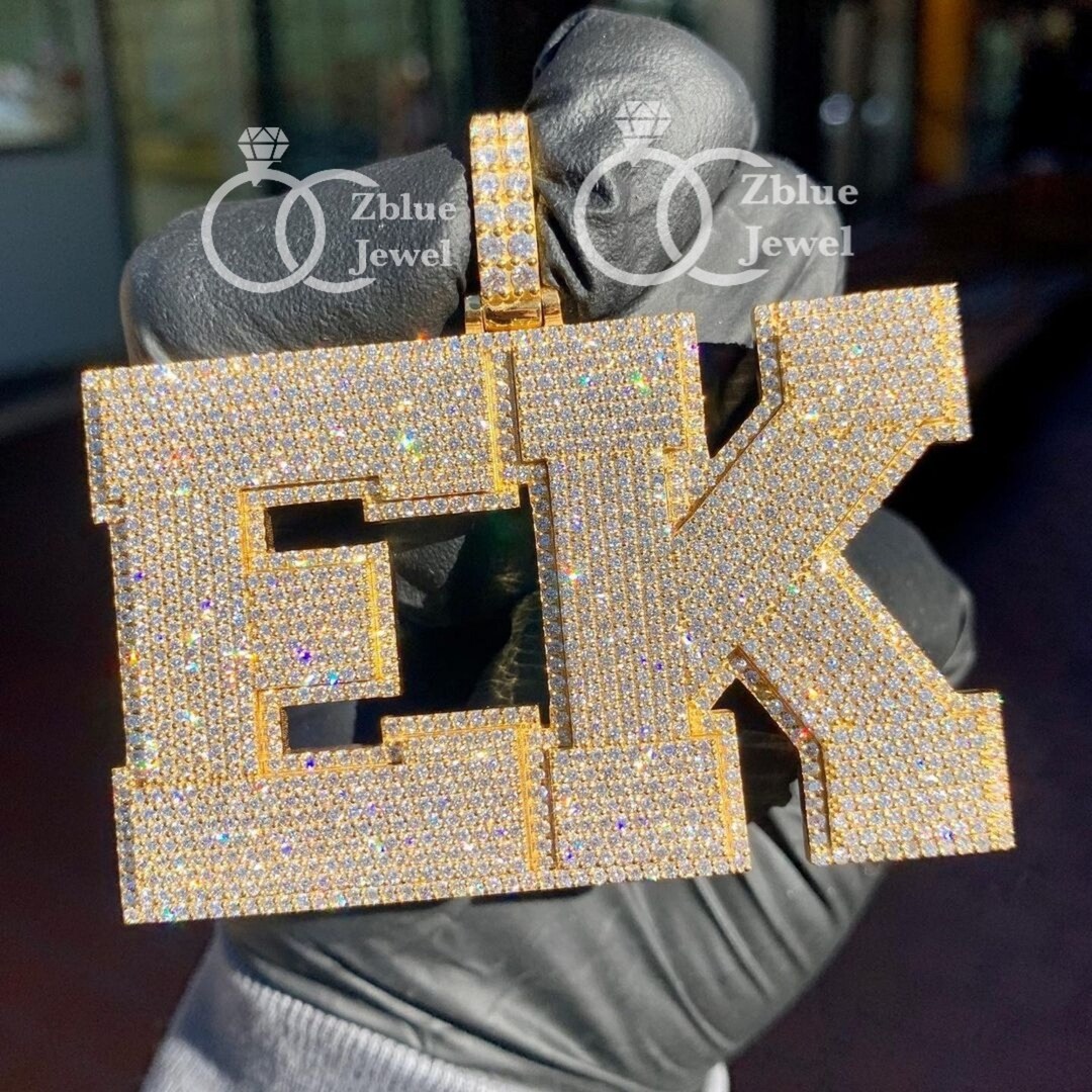 Moissanite Custom Name Pendant Hip Hop Moissanite Diamond Pendant ...