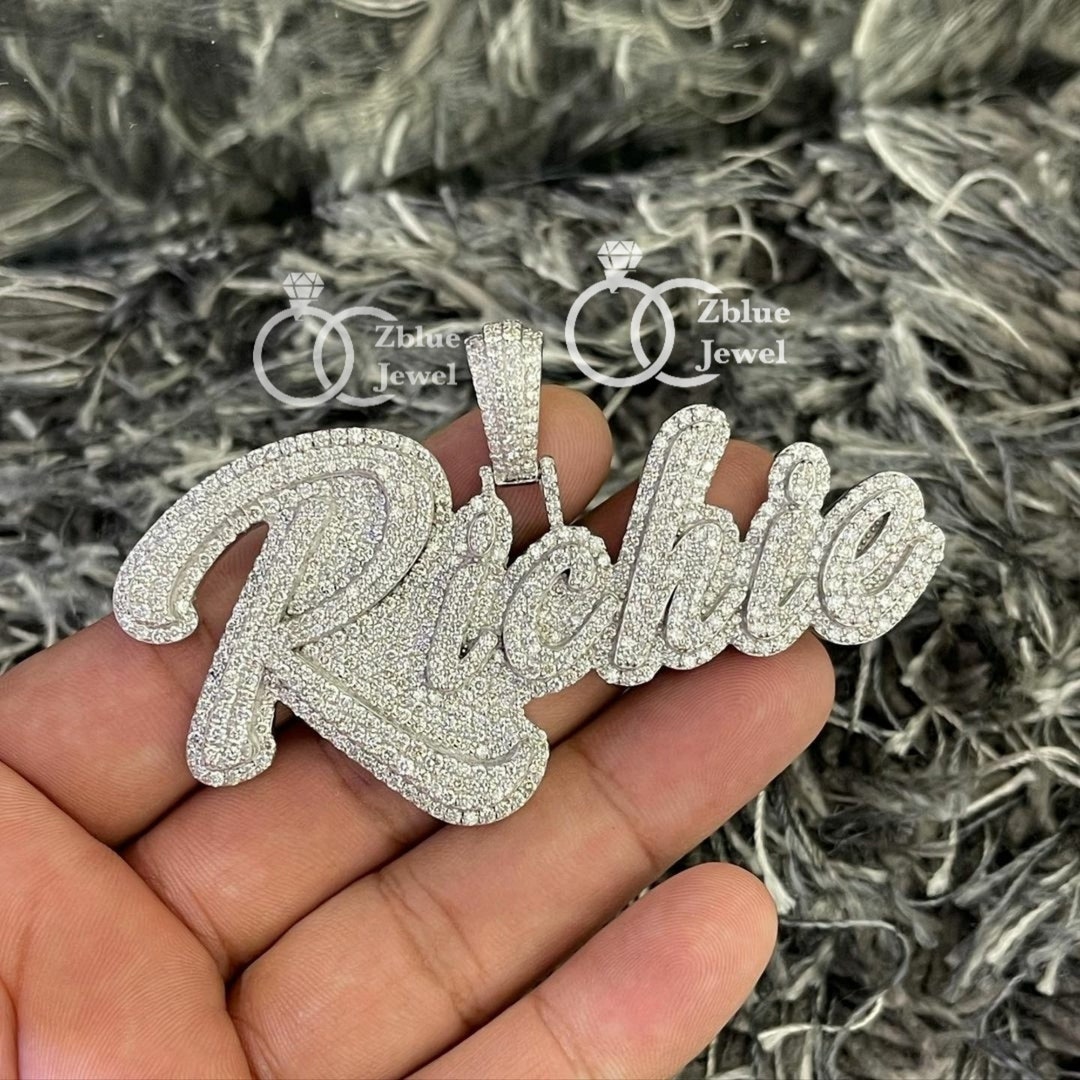 Moissanite Custom Name Pendant Custom Moissanite Pendant - Etsy