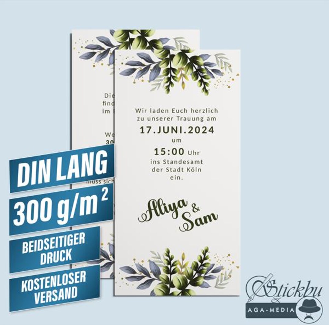 10x Wedding Invitation, Registry Office Wedding Ceremony, Invitation ...