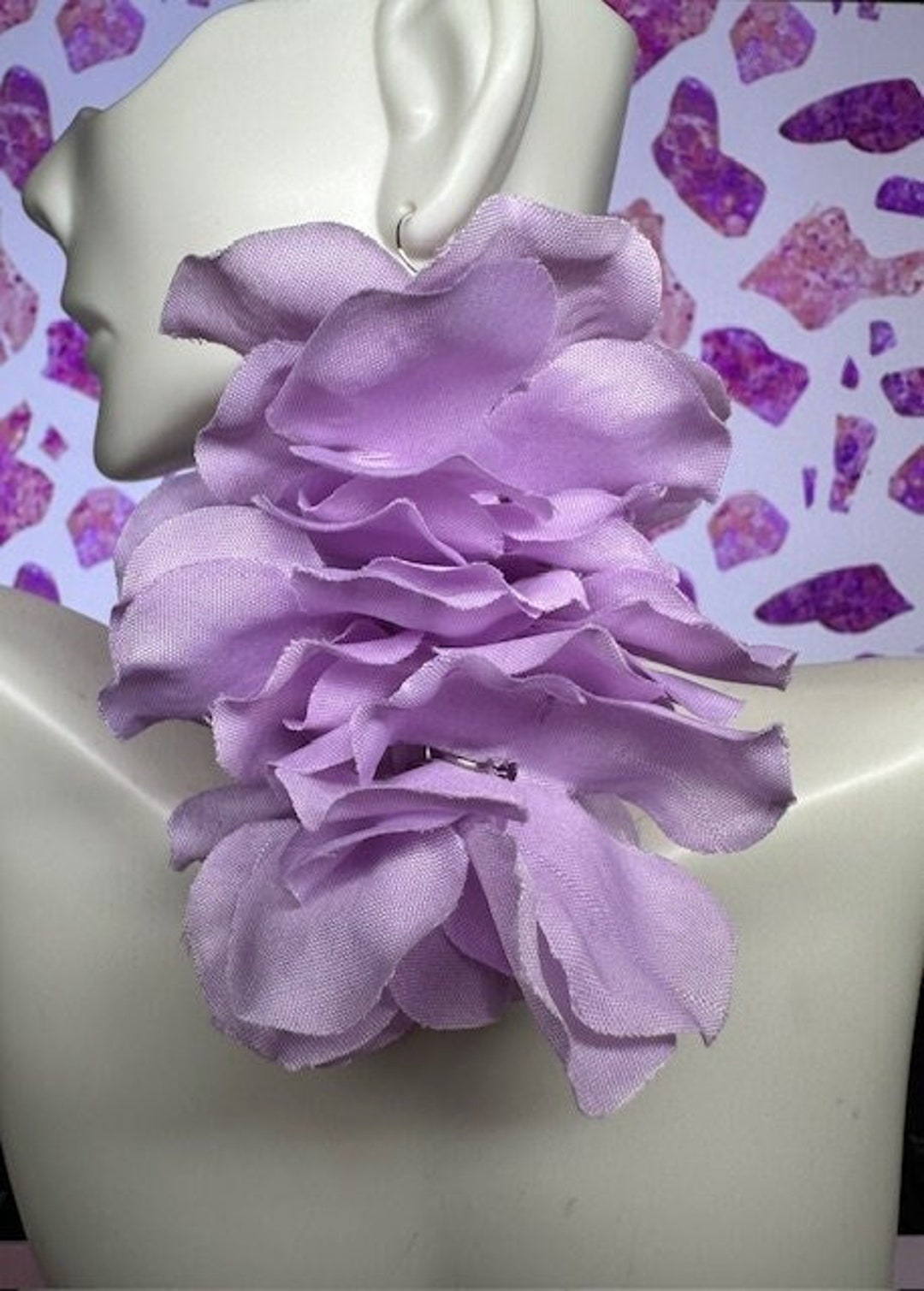 Big Lavender Flower Earrings, Statement Earrings, Large Lightweight ...