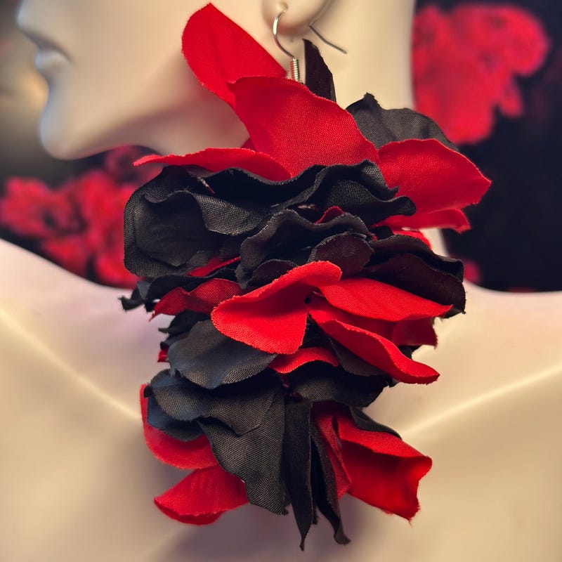 Red Heart Big Earrings - Etsy