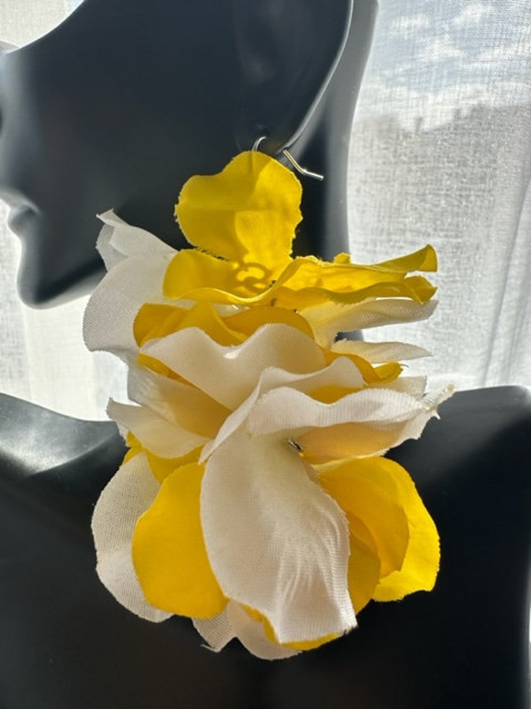 Big Yellow and White Flower Earrings: Lightweight Summer Vacation ...