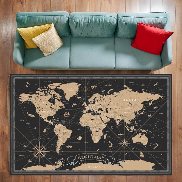 World Map Rug - Etsy