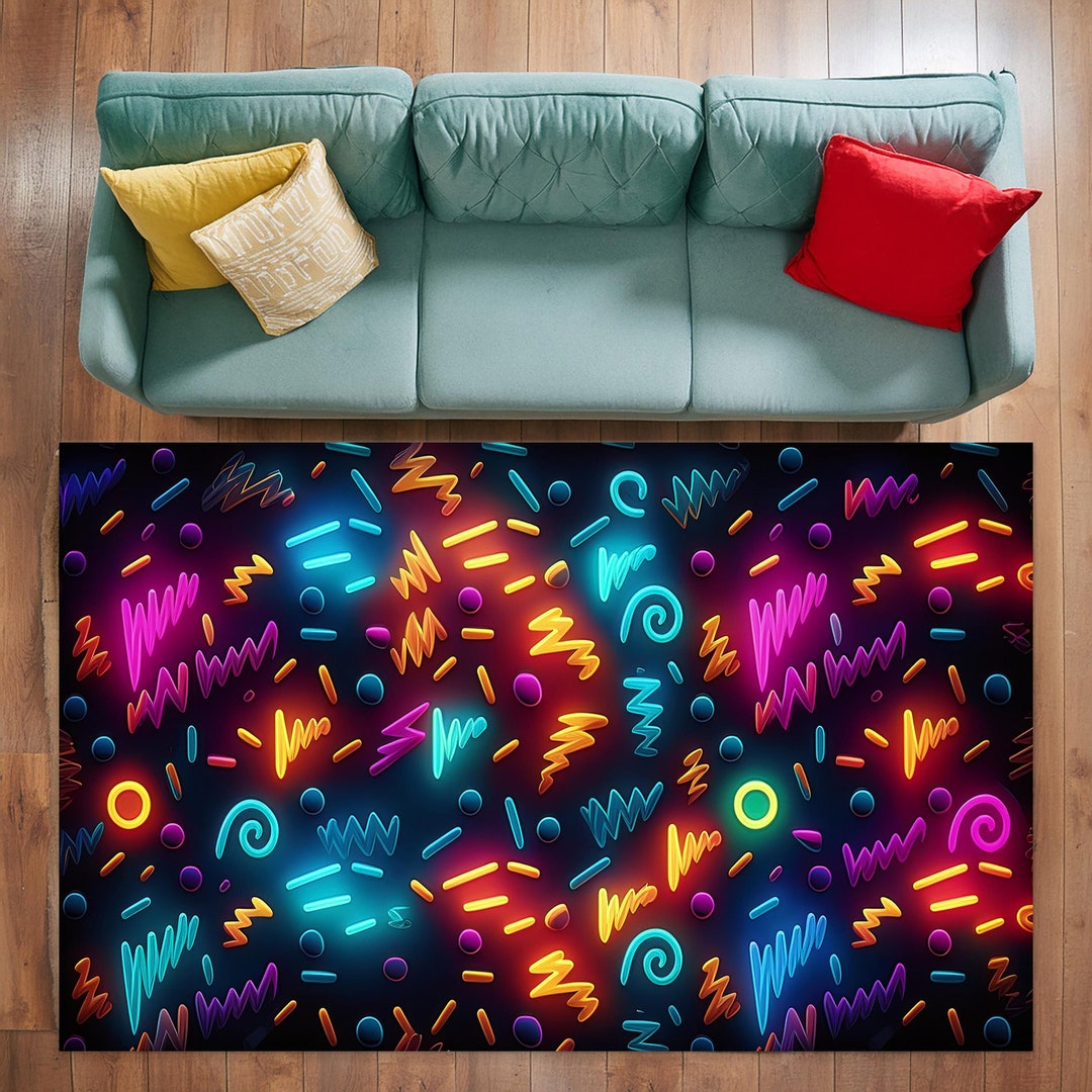 Arcade Alley Rug,gaming Room Rug, 80's Rug, Glow Rug, E-sport Rug, Neon ...