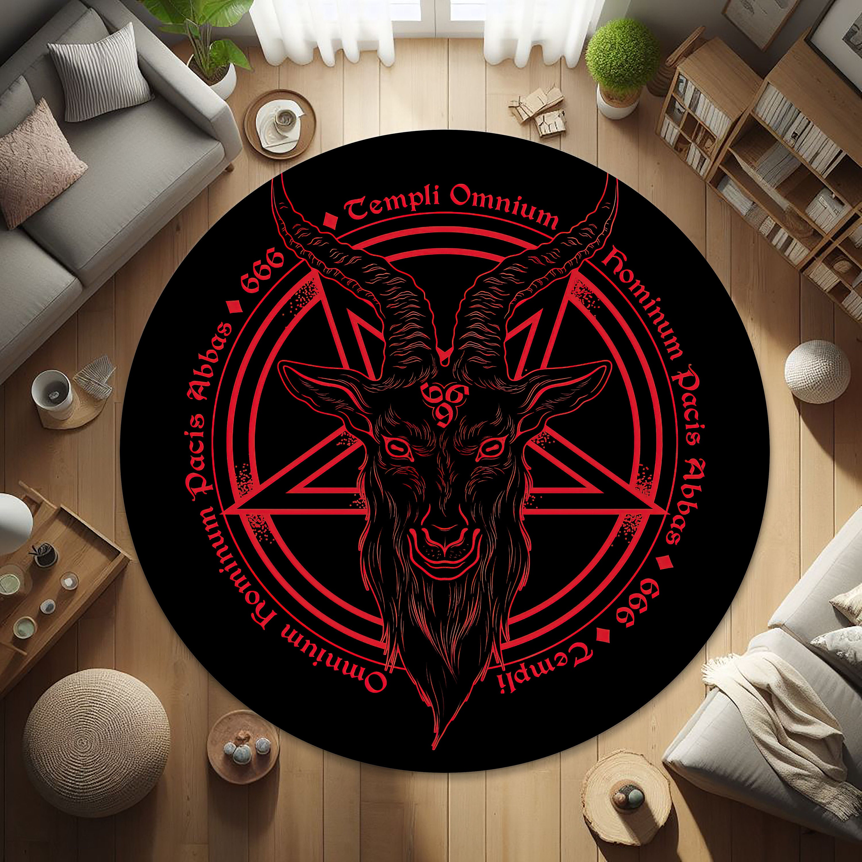 Satanic Pentagram Round Rug,satanic Dark Skull Rug,goatboi Rug,satanic ...