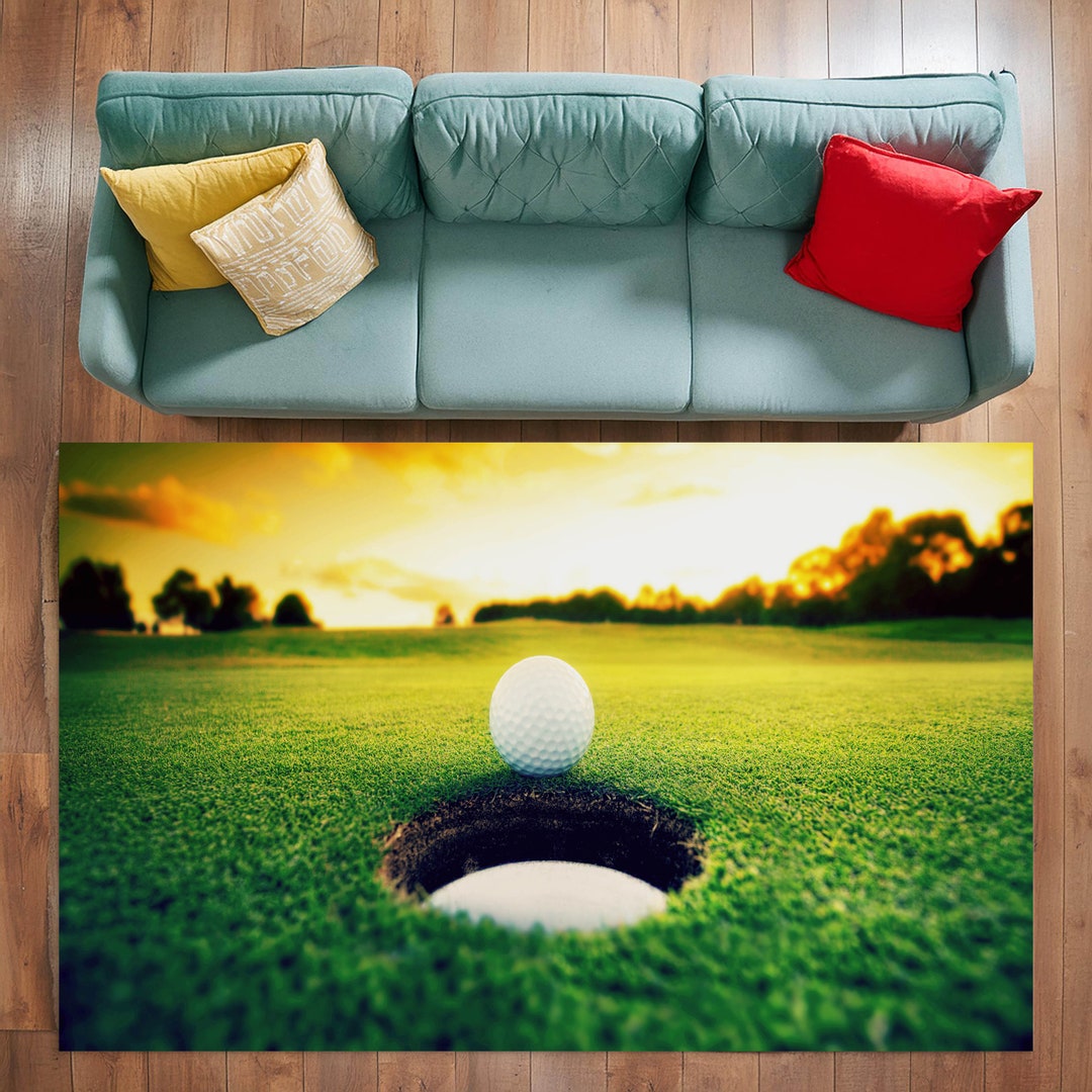 Golf Ball Rug for Sports Room, Sport Rug Art, Golf Lover Rug, Golf ...