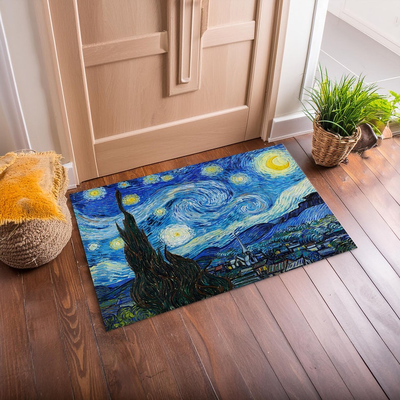 The Starry Night 1889 Vincent Van Gogh, Vincent Van Gogh Design Rug ...