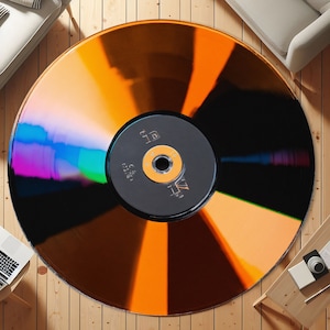 Cd Round Rug for Retro Room, Shiny Record Rug, Retro Computer Decor ...