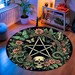 Nature Pentacle Round Rug, Wood Themed Round Rug, Psychedelic Gothic ...