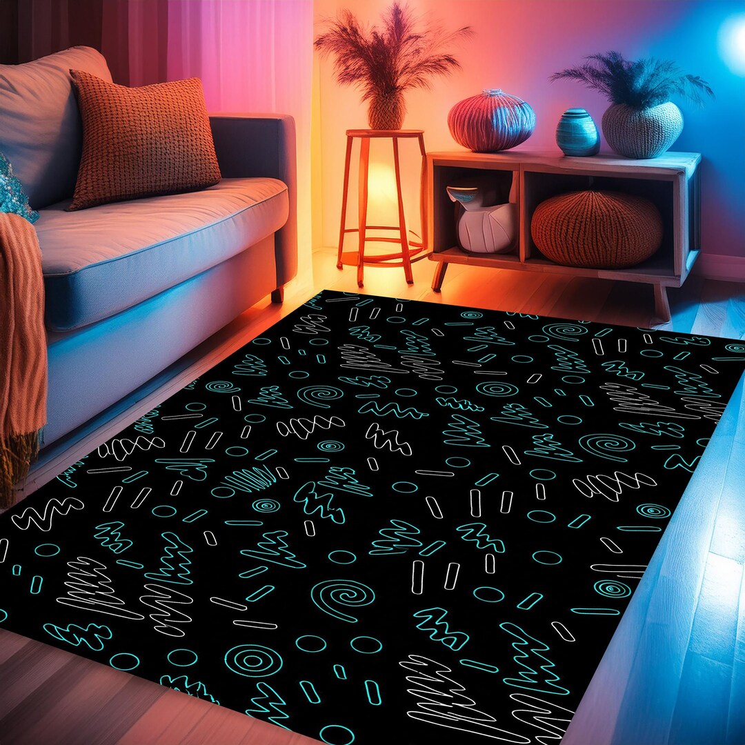 Arcade Alley Rug,gaming Room Rug, 80's Rug, Glow Rug, E-sport Rug, Neon ...