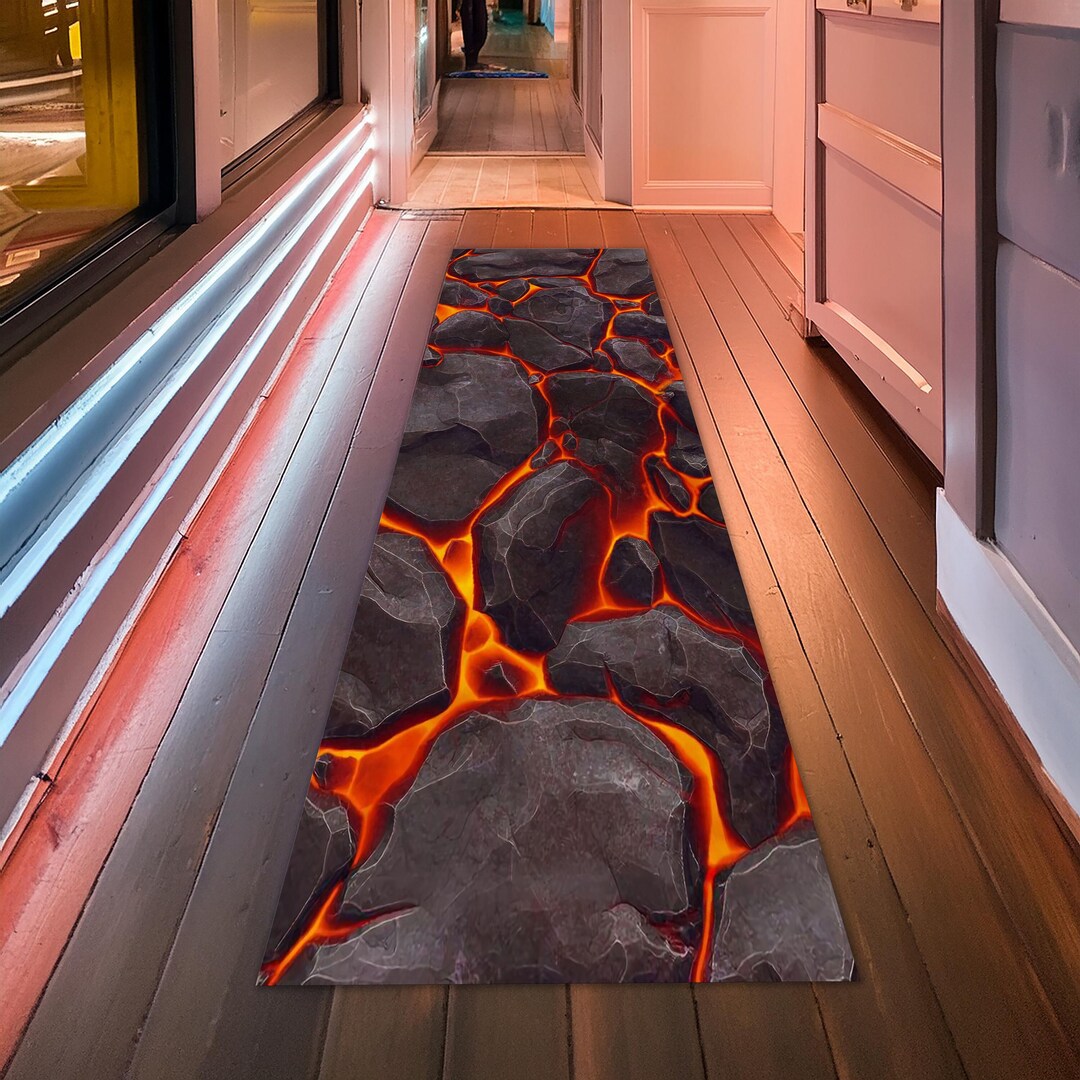 Lav Rug, Lava Runner Rug,3d Rug,cool Rug,lav Rugs,hallway Rug, for ...