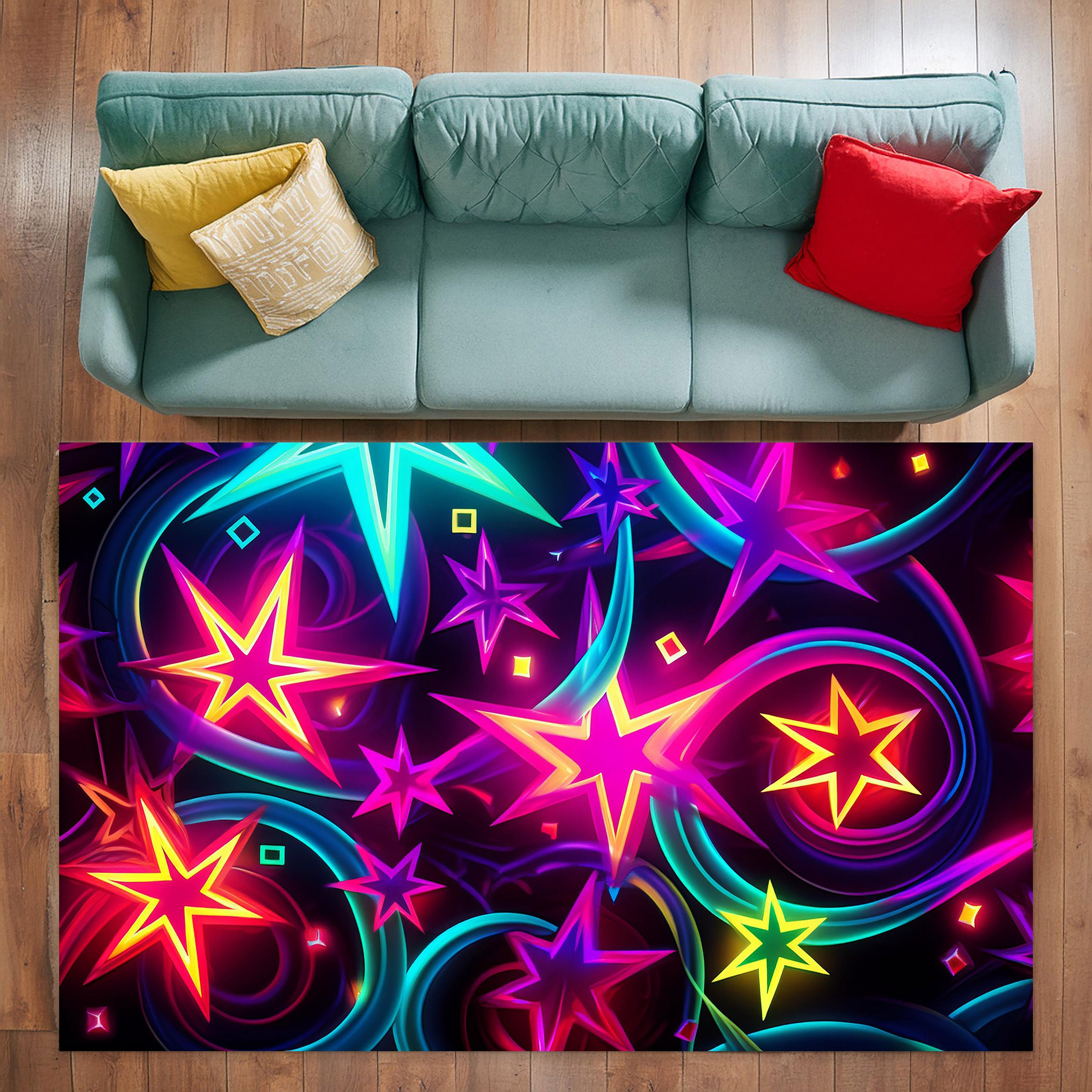 Arcade Alley Rug,gaming Room Rug, 80's Rug, Glow Rug, E-sport Rug, Neon ...