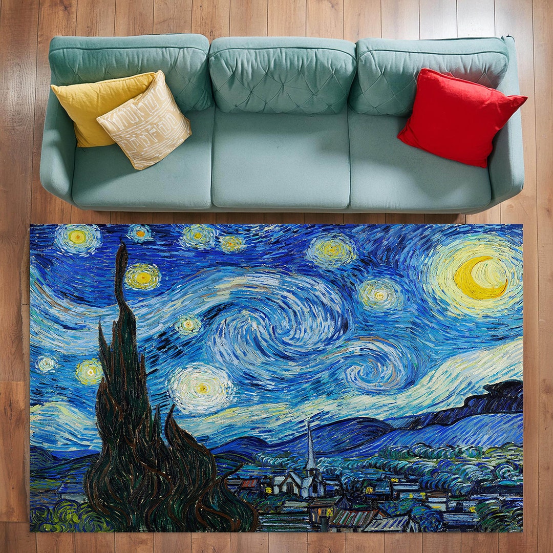The Starry Night (1889) - Vincent Van Gogh, Vincent Van Gogh Design Rug ...