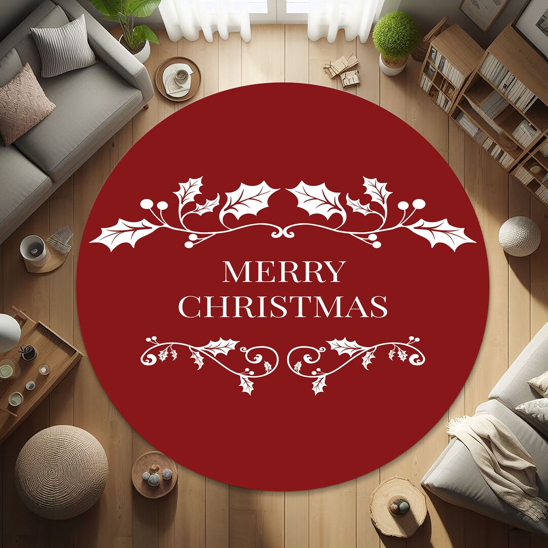 Red Merry Christmas Rug, Christmas Gifts, Holiday Decor Area Rug ...