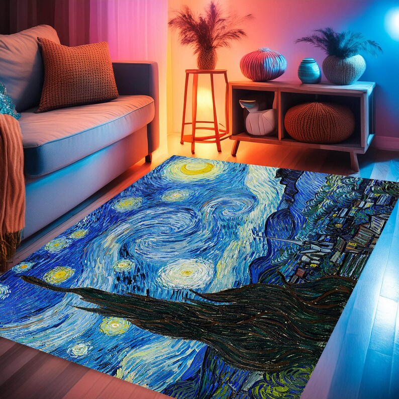 The Starry Night 1889 Vincent Van Gogh, Vincent Van Gogh Design Rug ...