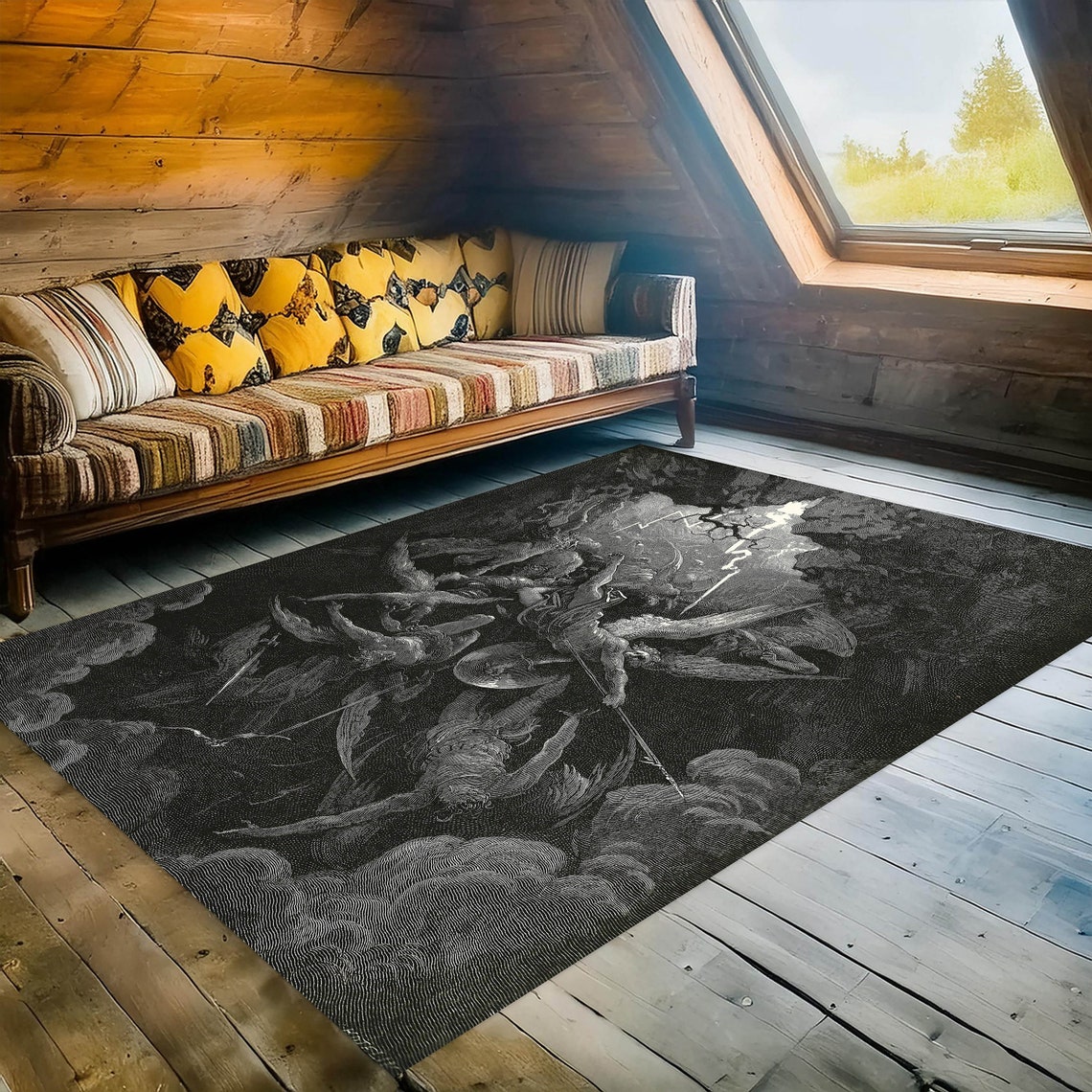 The Mouth of Hell Design, Gothic Design Rug, Dante Design Rug, Renaissance Theme Rug, Paradise ...