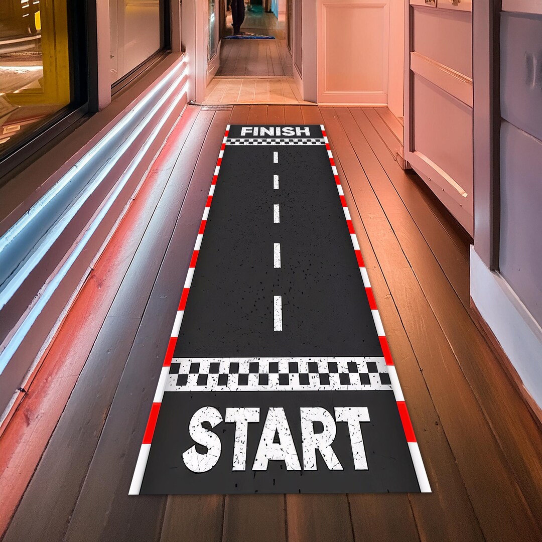Race Track Start Finish Line Runner Rug, Kart Runner Rug, Race Rug, Asphalt Rug, Kids Play Mat ...