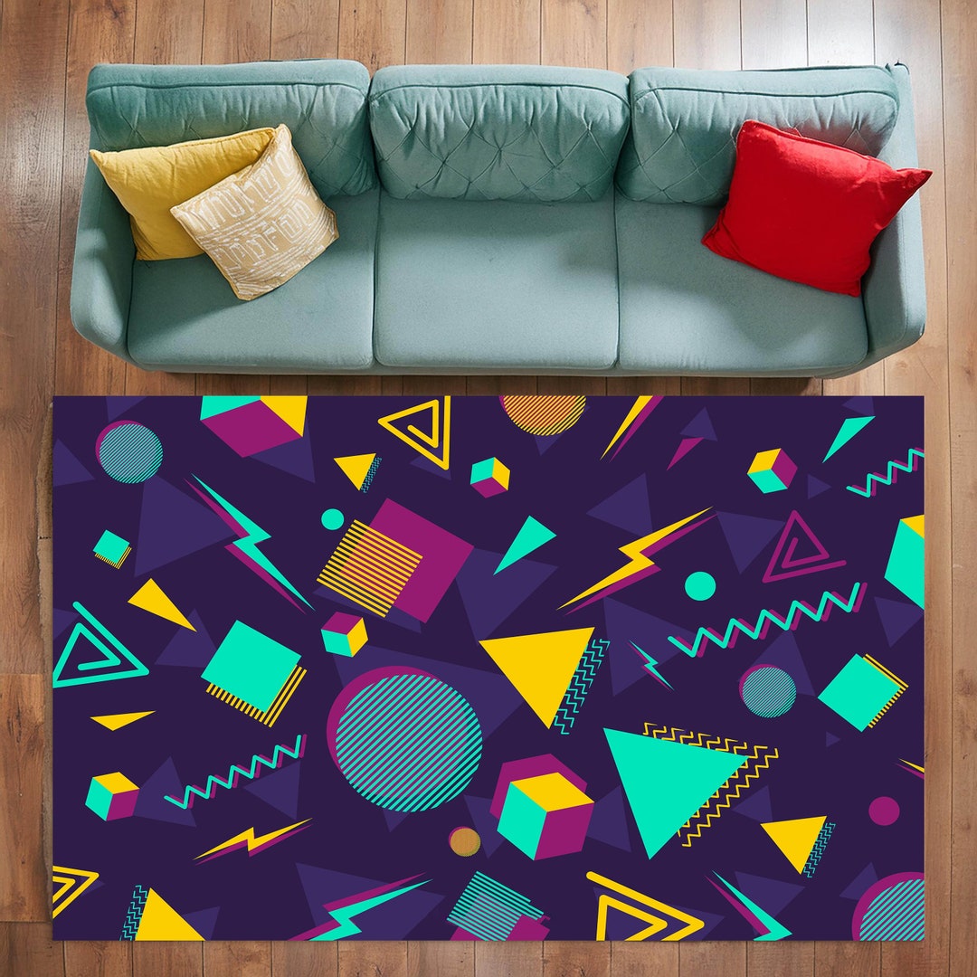 Retro Gamer Rug for Arcade Room, 80s Pattern Gaming Rug, Gamer Rug ...