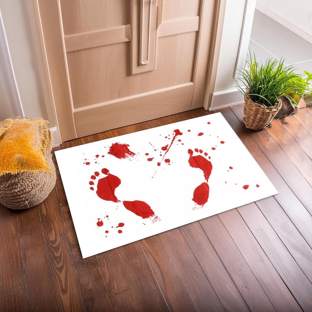 Bloody Footprint Rug for Halloween, Bath Mat Halloween Bathroom Rug ...