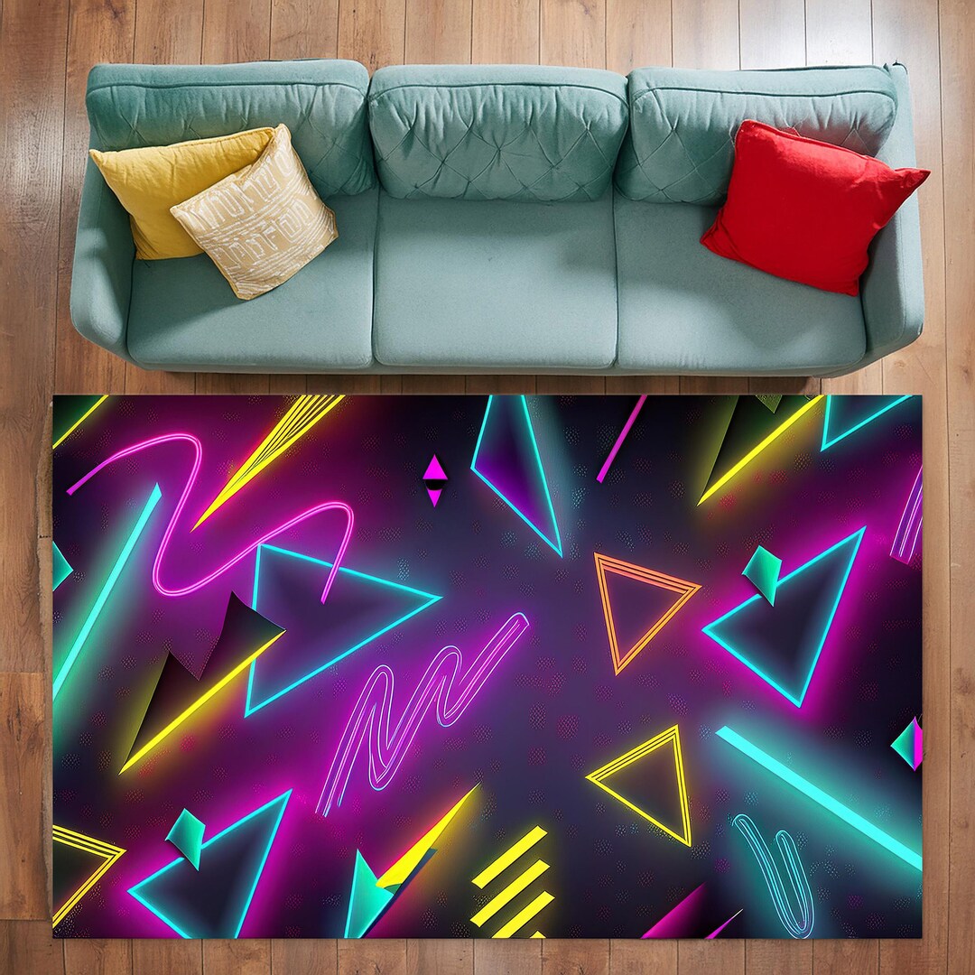 Arcade Alley Rug,gaming Room Rug, 80's Rug, Glow Rug, E-sport Rug, Neon ...