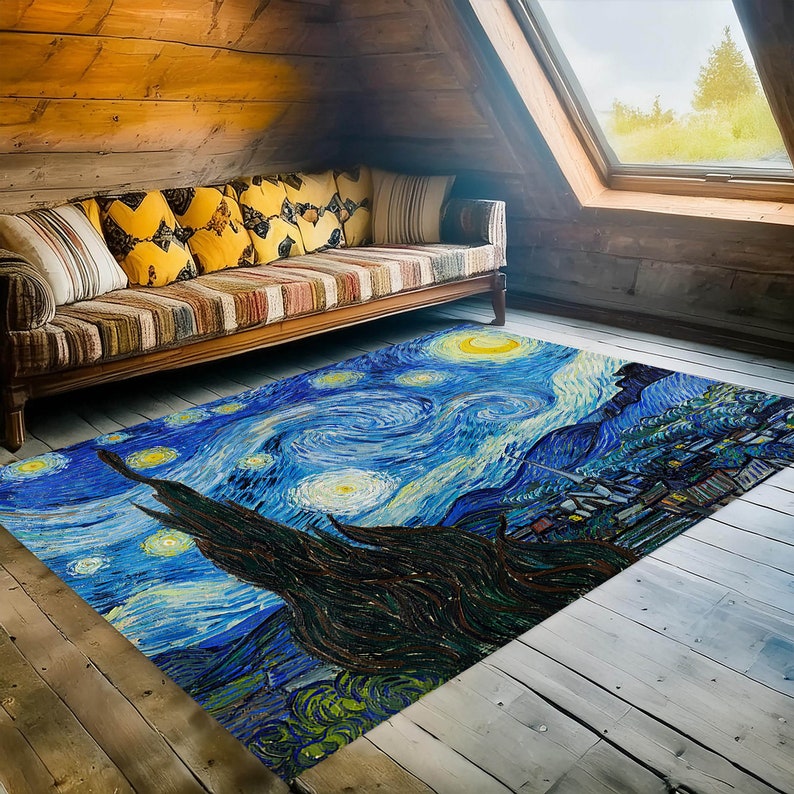 The Starry Night 1889 Vincent Van Gogh, Vincent Van Gogh Design Rug ...