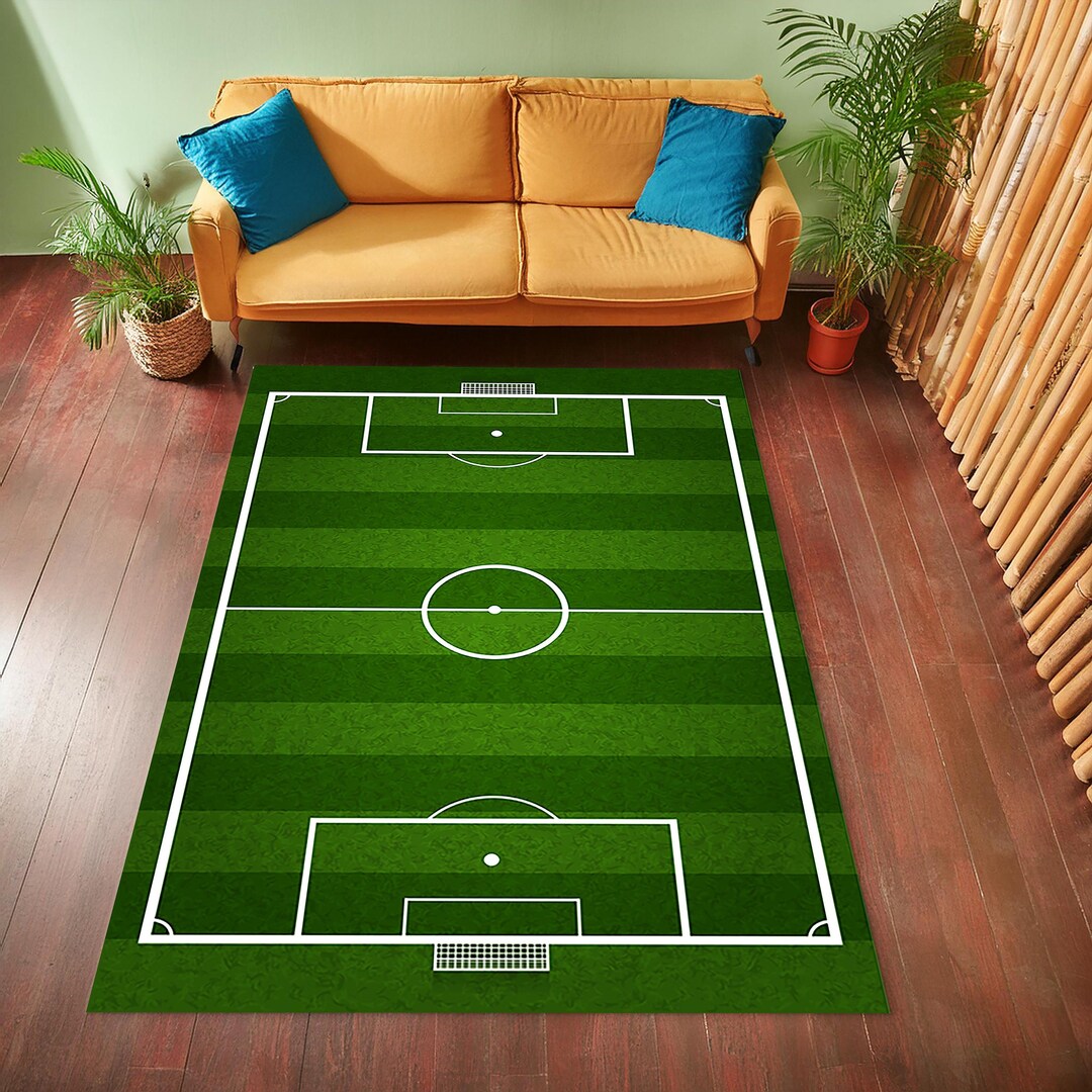 Soccer Field Rug for Sport Room, Soccer Lover Rug, Kids Play Rug ...