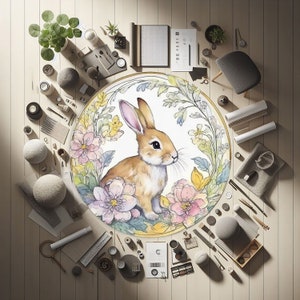 Cute Bunny Rug for Kids Play Room, Nursery Rug, Woodland Animal Rug ...