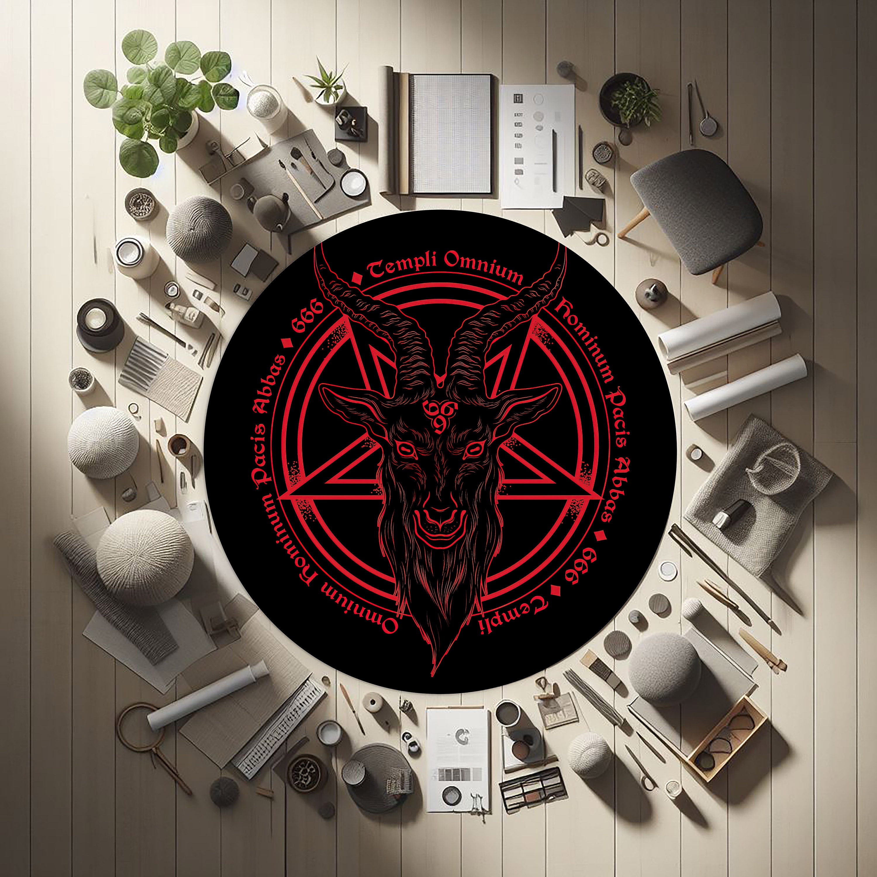Satanic Pentagram Round Rug,satanic Dark Skull Rug,goatboi Rug,satanic Decor,horror Devil Rug ...