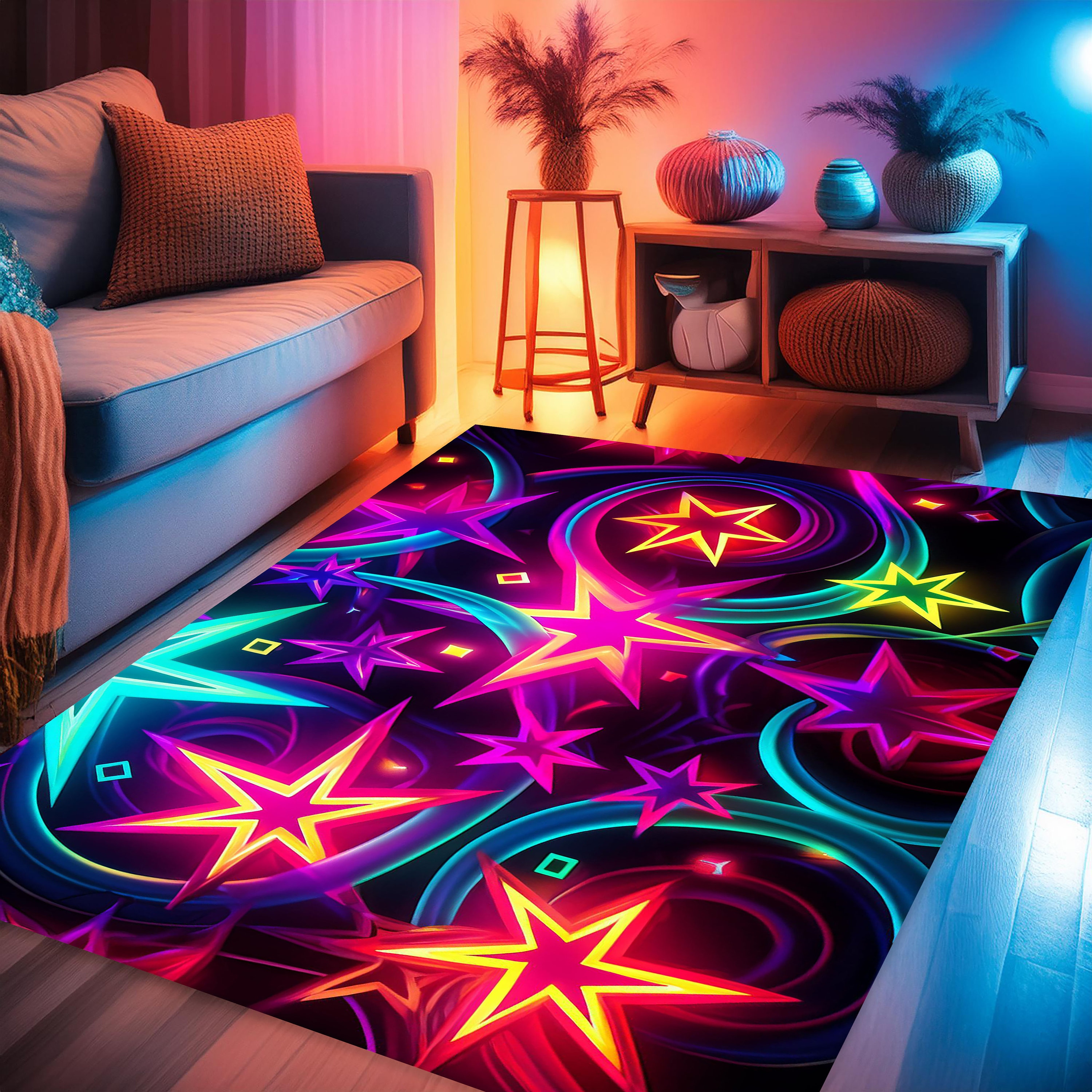 Arcade Alley Rug,gaming Room Rug, 80's Rug, Glow Rug, E-sport Rug, Neon ...