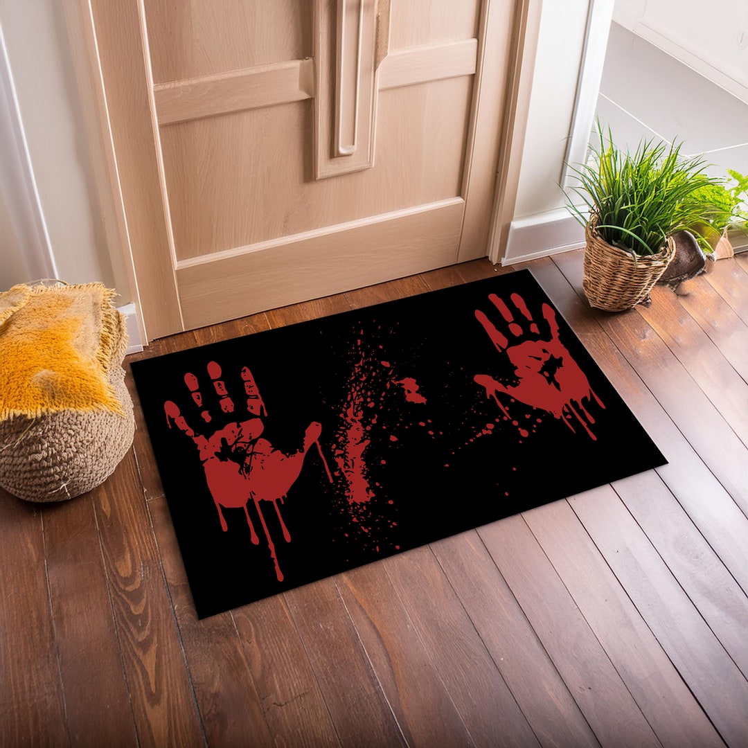Bloody Handprint Rug for Halloween, Bath Mat Halloween Bathroom Rug ...