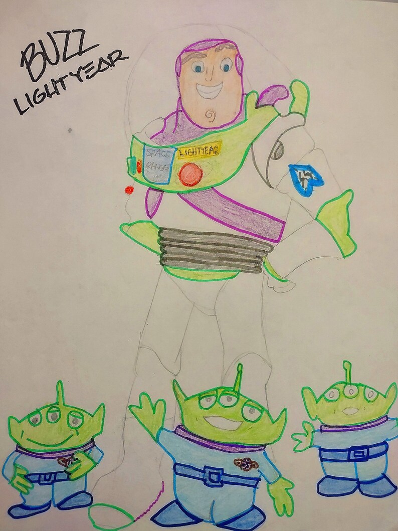 Stamped Buzz Lightyear Drawing - Etsy