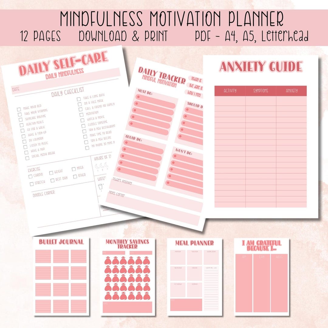 Printable Wellness Planner: Daily, Habit, Meal, Anxiety Tracker ...