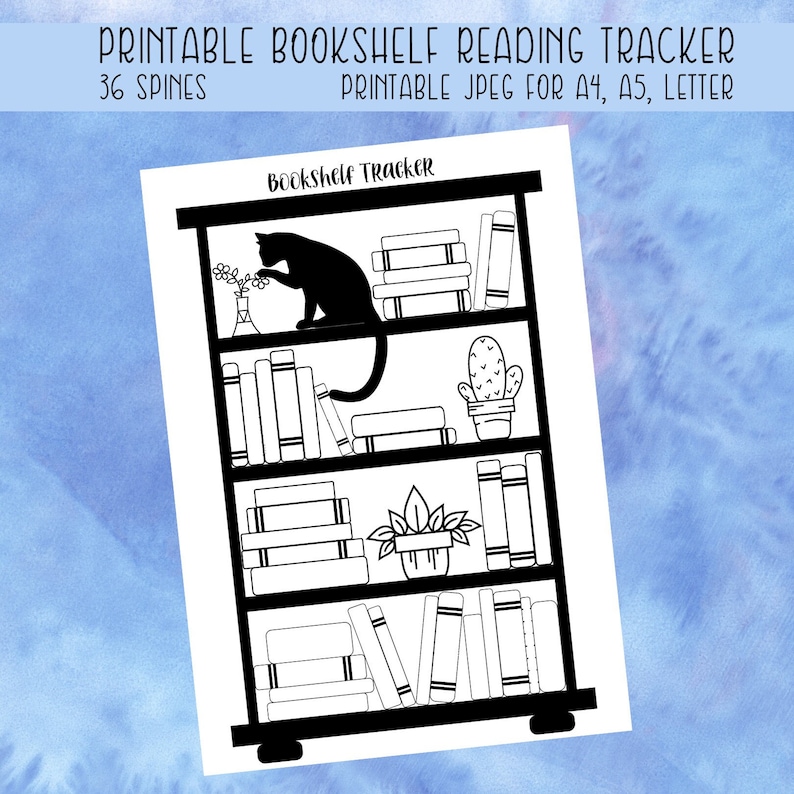 Reading Tracker Printable Bookshelf Reading Log JPEG and PDF - Etsy