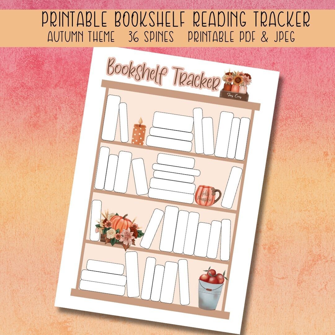 Autumn Reading Tracker Printable, Bookshelf Reading Log JPEG PDF ...