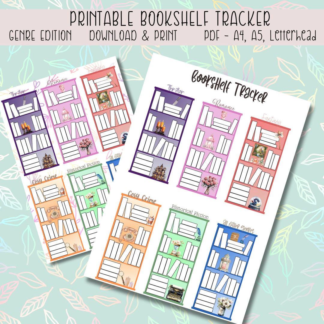 Genre Bookshelf Tracker | Printable Reading Log (PDF Download) - Etsy
