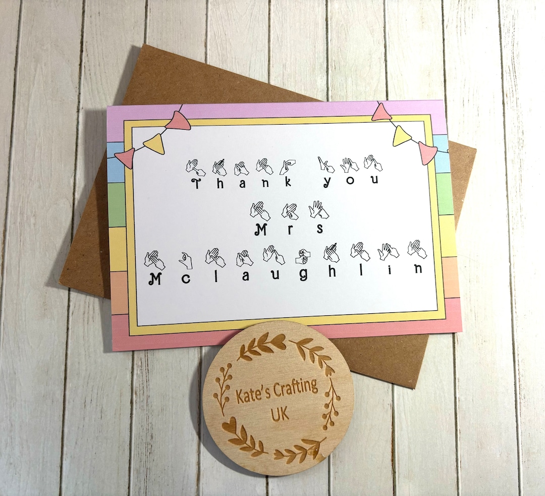Personalised BSL Thank You Card: Teacher Appreciation, Thanks, Just ...