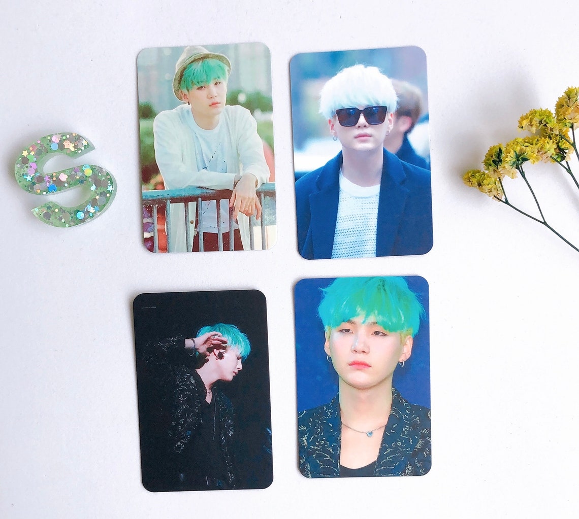4 Suga Min Yoongi Mint Photocards Bts Fan Made Army Mint Etsy