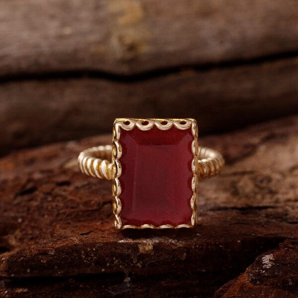 Red Jade Ring - Etsy