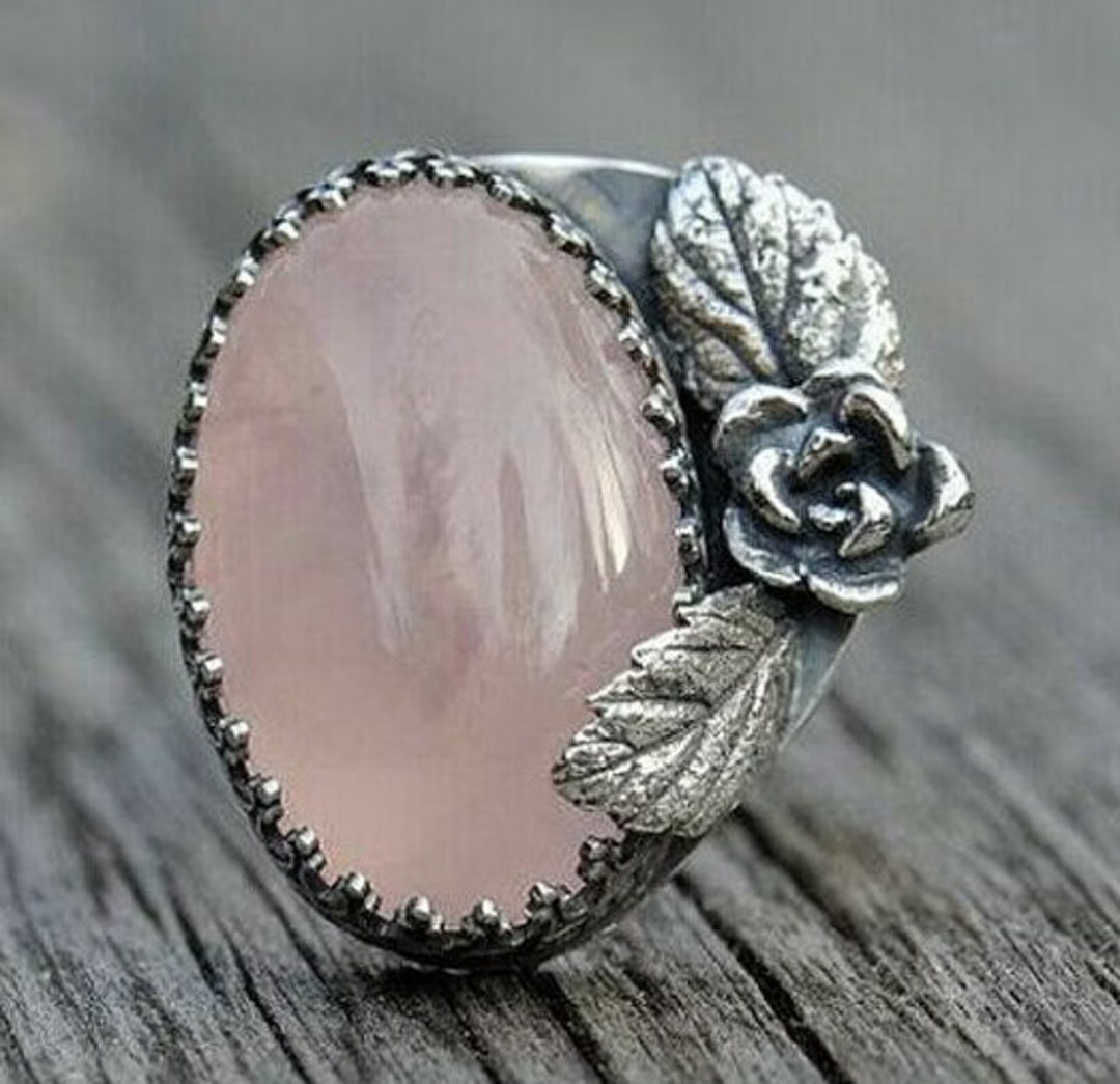 Natural Rose Quartz Ring - Handmade Rose Ring - 925 Sterling Silver ...